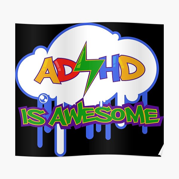 "ADHD Is Awesome, with many drips graffiti style, 2021 Funny Gift ...