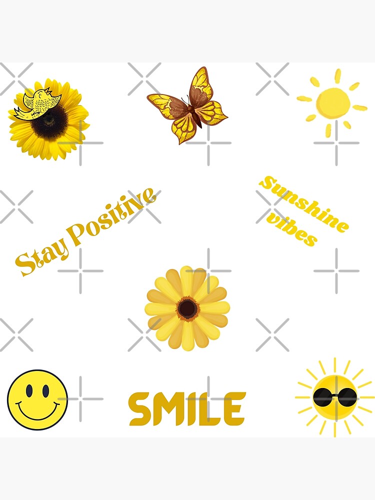 "Stay Positive Motivational Yellow Sun, Sunflower, Smiley Face" Art ...