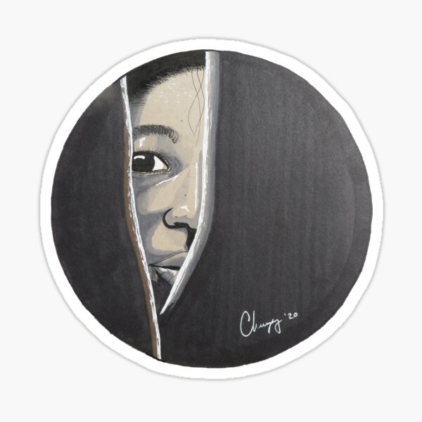 "Woman hiding" Sticker for Sale by Chumpy1976 | Redbubble