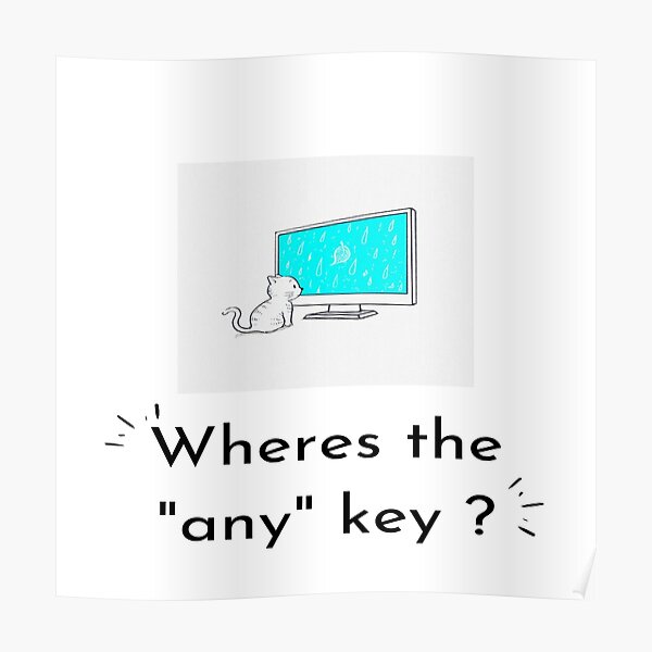 "Kitten, Wheres the any key?" Poster for Sale by LynMartinArt | Redbubble