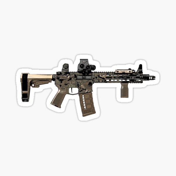 "AR15 Tan Camo Cartoon Military Gun" Sticker for Sale by Matt Ballinger ...