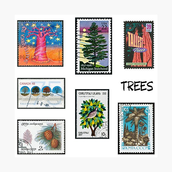 "Vintage Tree Stamp Postage Sticker Pack Passport Adventure Travel ...