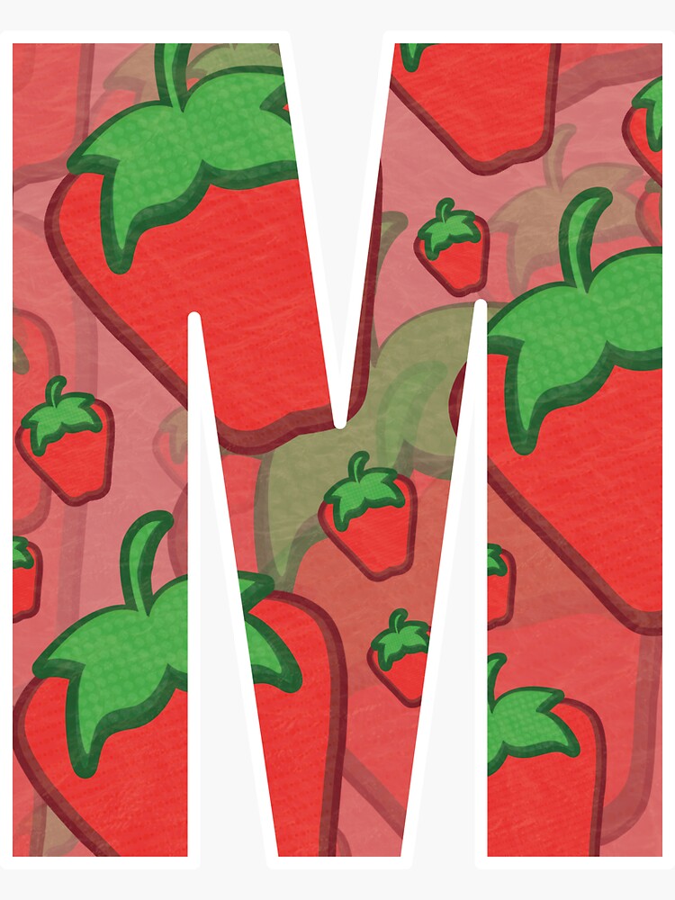 "Letter M - Strawberry Pattern Art" Sticker for Sale by dylanxh | Redbubble