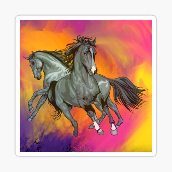 "horses trots" Sticker for Sale by qurbandesigns | Redbubble