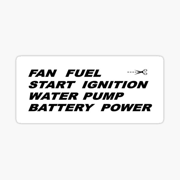 "CAR battery start fuel pump fan stickers ignition" Sticker by T-P-W ...