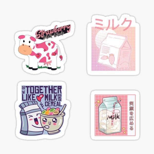 Japanese Strawberry Milk Japanese Aesthetics Kawaii Strawberry Milk Shake Sticker For Sale
