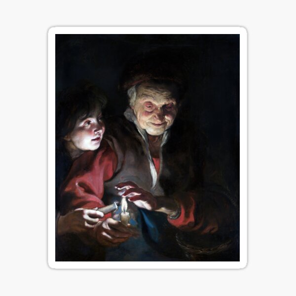 "Old Woman and Boy with Candles - Rubens" Sticker for Sale by ...