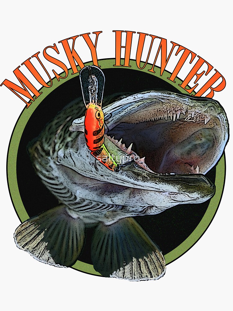 "Musky hunter" Sticker for Sale by saltypro | Redbubble