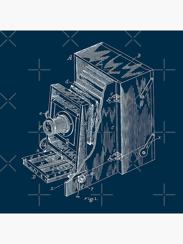 " Vintage woood large format camera patent blueprint design" Poster by ...