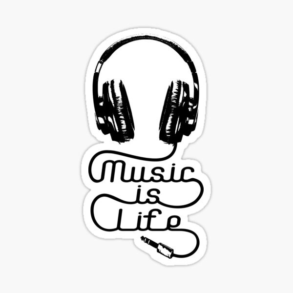 "Music is Life Headphones" Sticker by EthosWear | Redbubble