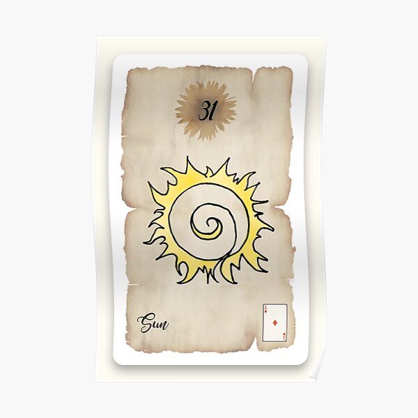 "Lenormand Sun Card - Hand Drawn" Poster for Sale by TheMaverickSage ...