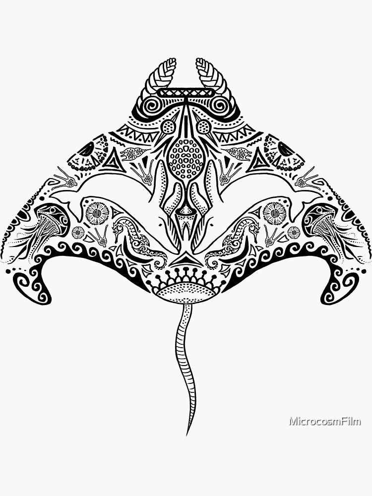 "Tribal Manta Ray" Sticker for Sale by MicrocosmFilm | Redbubble