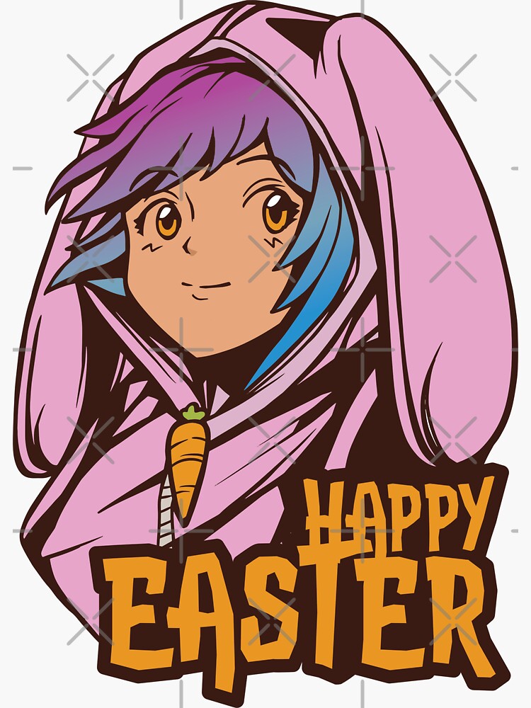 "Happy Easter; Anime girl in a rabbit costume" Sticker for Sale by ...
