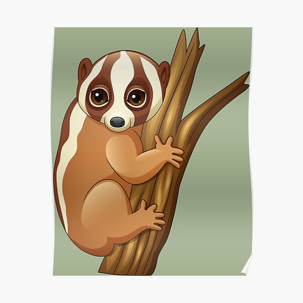 "Slow loris on a branch cartoon " Poster for Sale by Rachidsolution ...