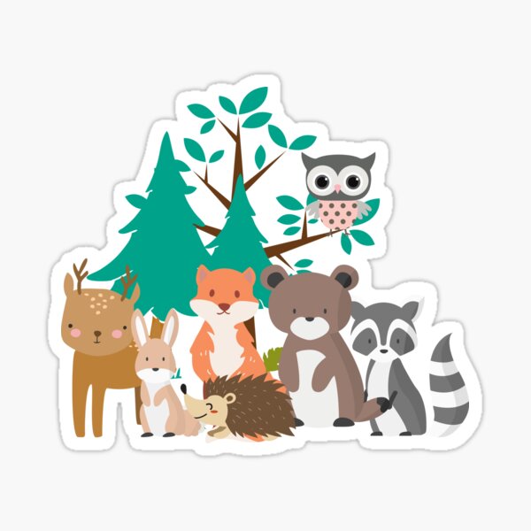 "Woodland animal friends" Sticker for Sale by 1wrld | Redbubble