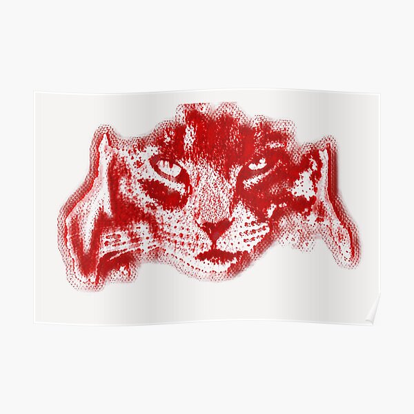 "red cat head in a cool design" Poster for Sale by GraphicExpert ...