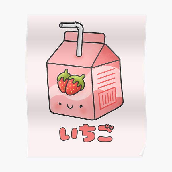 "Strawberry ichigo milkshake " Poster for Sale by Nyanko-Sempai | Redbubble