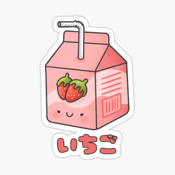 "Strawberry ichigo milkshake " Sticker by Nyanko-Sempai | Redbubble
