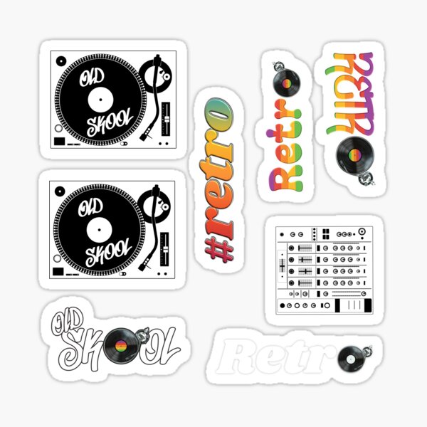 "Old School / Skool Retro DJ Decks And Mixer Setup Sticker Pack ...