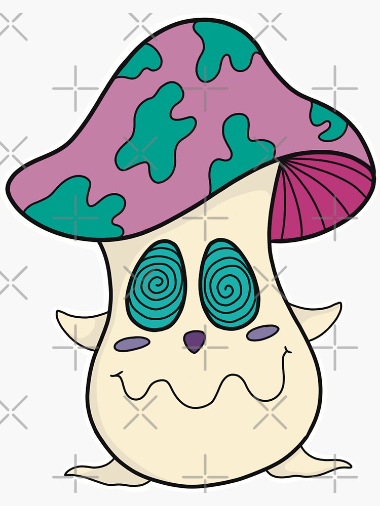 Pegatina «Dizzy Cute Mushy Mushroom Funghi Art 001 - Fondo azul pastel ...