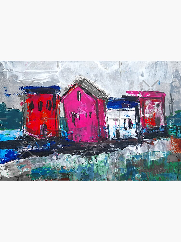 "Colorful abstract houses row of houses purple blue red gray houses ...