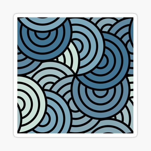 "Overlapping circles lines pattern in blue" Sticker by ClumsyCat ...