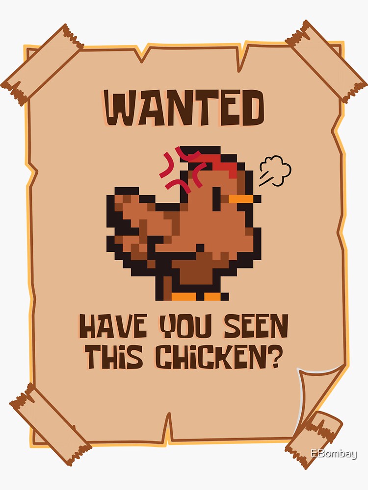 "Wanted chicken" Sticker for Sale by EBombay | Redbubble