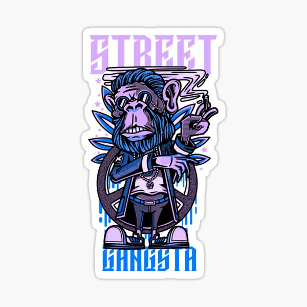 "Design Monkey Street Gangsta" Sticker for Sale by Hard-Design | Redbubble