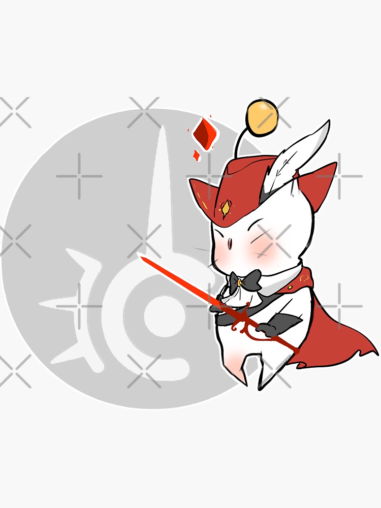 "RED MAGE MOOGLE FFXIV " Sticker for Sale by Oreen | Redbubble