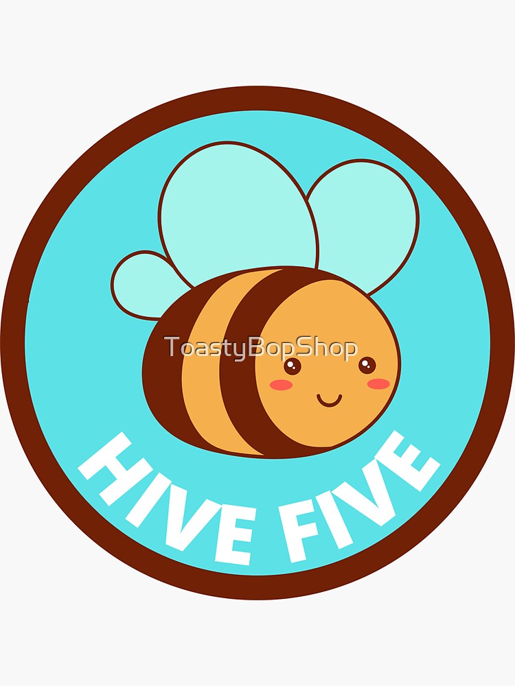 "Hive Five Bee" Sticker for Sale by ToastyBopShop | Redbubble