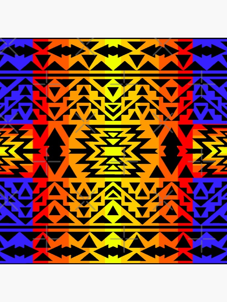 "Blue / Fire Color Native Geometric Design V2" Poster for Sale by JMWCD ...