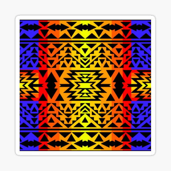 "Blue / Fire Color Native Geometric Design V2" Sticker for Sale by ...