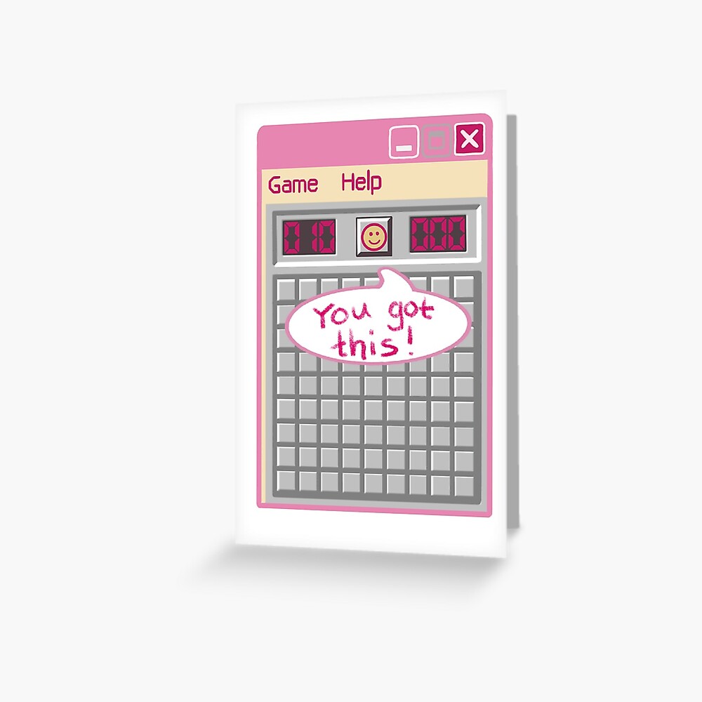 "You got this - Retro - Smiley - Minesweeper - Cute " Greeting Card for ...
