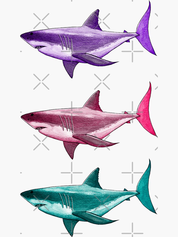 "Colorful Sharks Sticker Pack" Sticker for Sale by Estella-Saravia ...