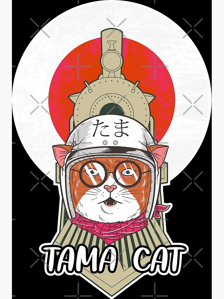 "Tama Cat! A beautiful design of a calico cat in a helmet in front of a ...
