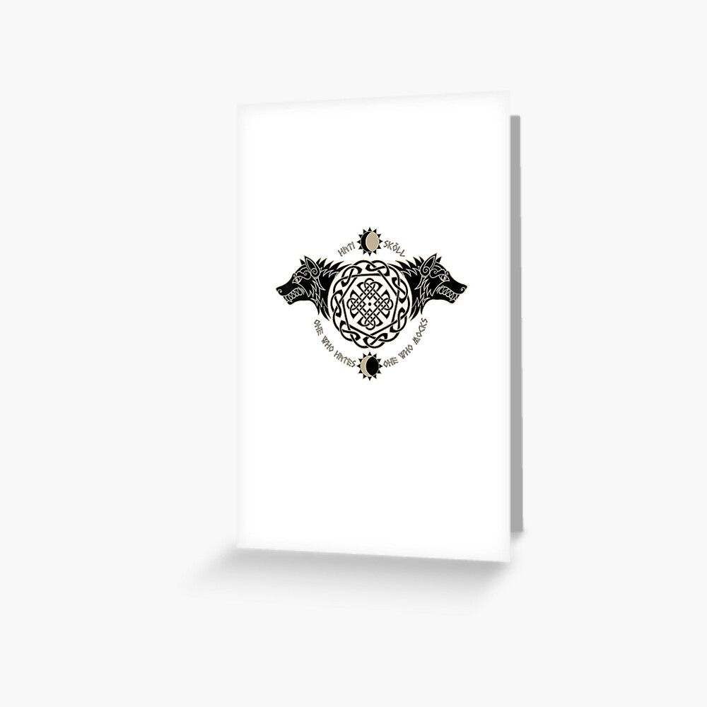 "Skoll and Hati Wolf Fenrir Norse Nordic Symbol" Greeting Card by ...