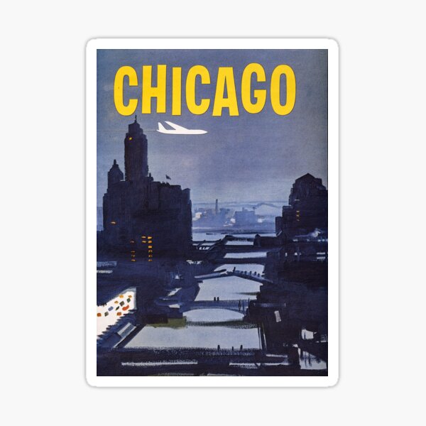 "Vintage Chicago City Travel Poster" Sticker for Sale by vintage-studio ...