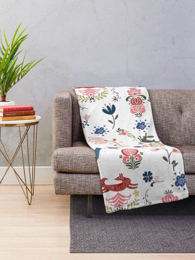 Swedish Scandinavian Norwegian Folk Art Throw Blanket sold by Eel Karry ...