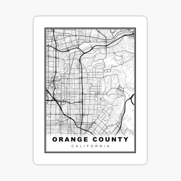 "Orange County Map" Sticker for Sale by sibudas | Redbubble