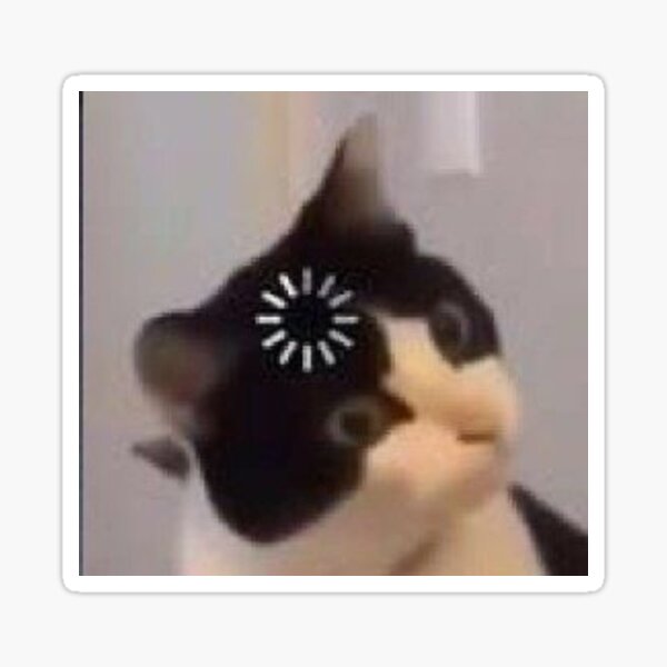 "Loading cat " Sticker by blah707 | Redbubble