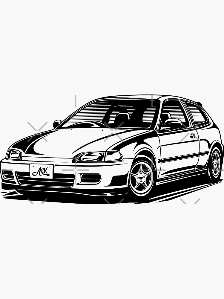 "EUROBEAT INTENSIFIES - Civic EG / SR3 full-body version" Sticker for ...