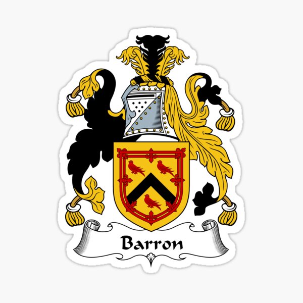 "Barron Coat of Arms / Barron Family Crest" Sticker for Sale by ...