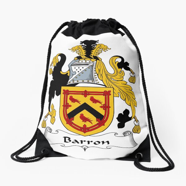 "Barron Coat of Arms / Barron Family Crest" Drawstring Bag by ...