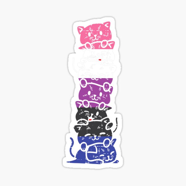 "Genderfluid Cat Stack Pride Flag Non Binary Animal Lgbt" Sticker for ...