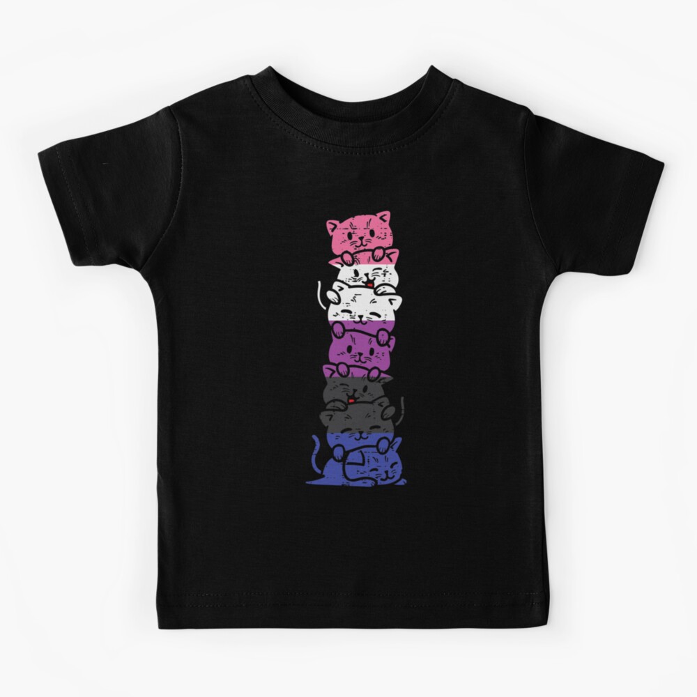 "Genderfluid Cat Stack Pride Flag Non Binary Animal Lgbt" Kids T-Shirt ...