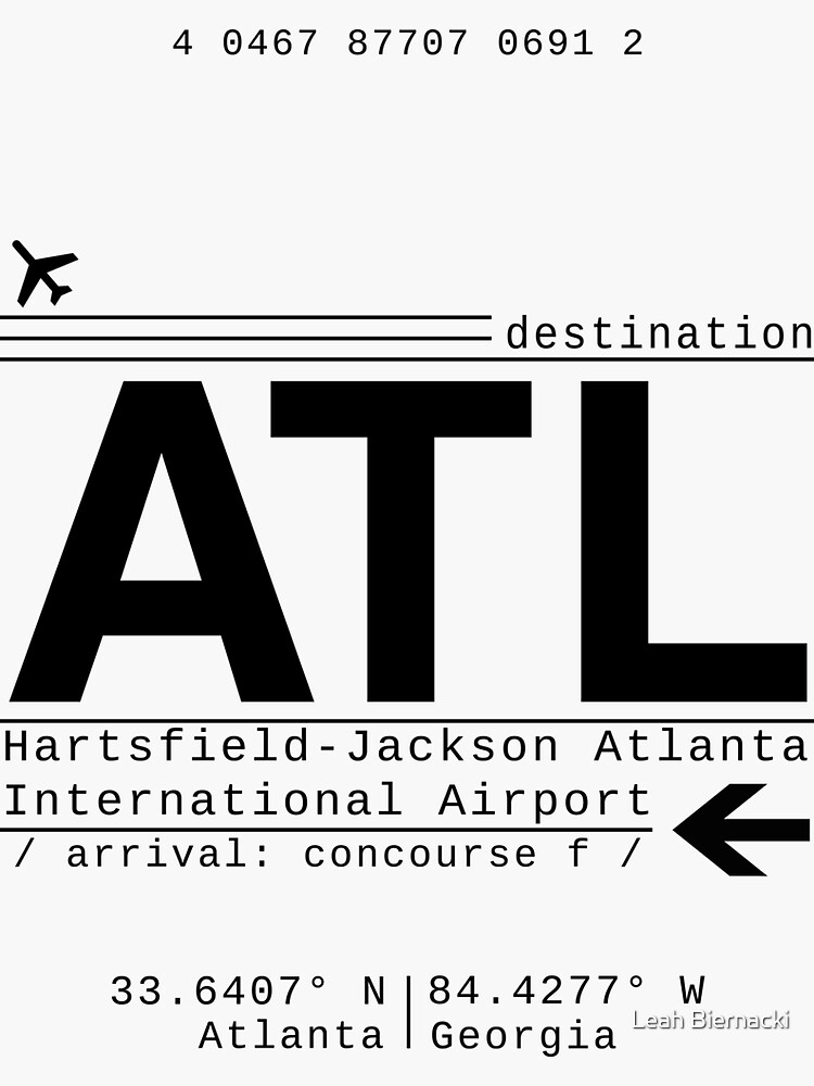 "ATL Atlanta International Airport Call Letters" Sticker by ...
