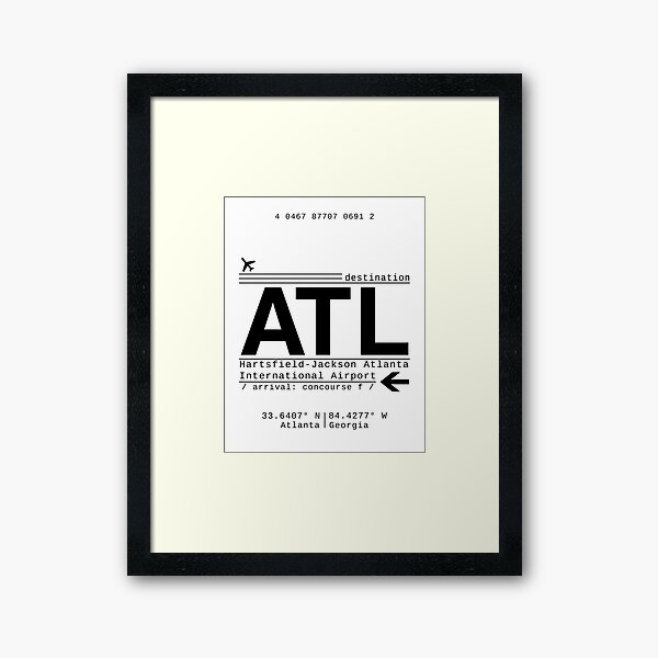 "ATL Atlanta International Airport Call Letters" Framed Art Print for ...
