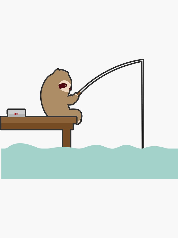 "Sloth fishing angler fisherman fishing rod" Sticker for Sale by Mrkram ...