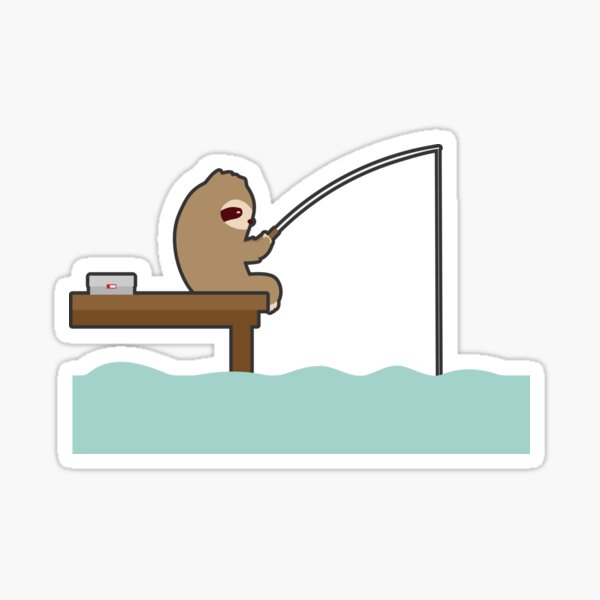 "Sloth fishing angler fisherman fishing rod" Sticker for Sale by Mrkram ...