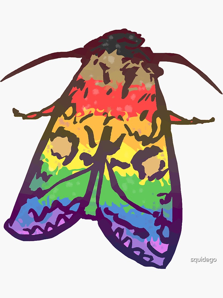 "Inclusive Rainbow Pride Moth" Sticker by squidego | Redbubble